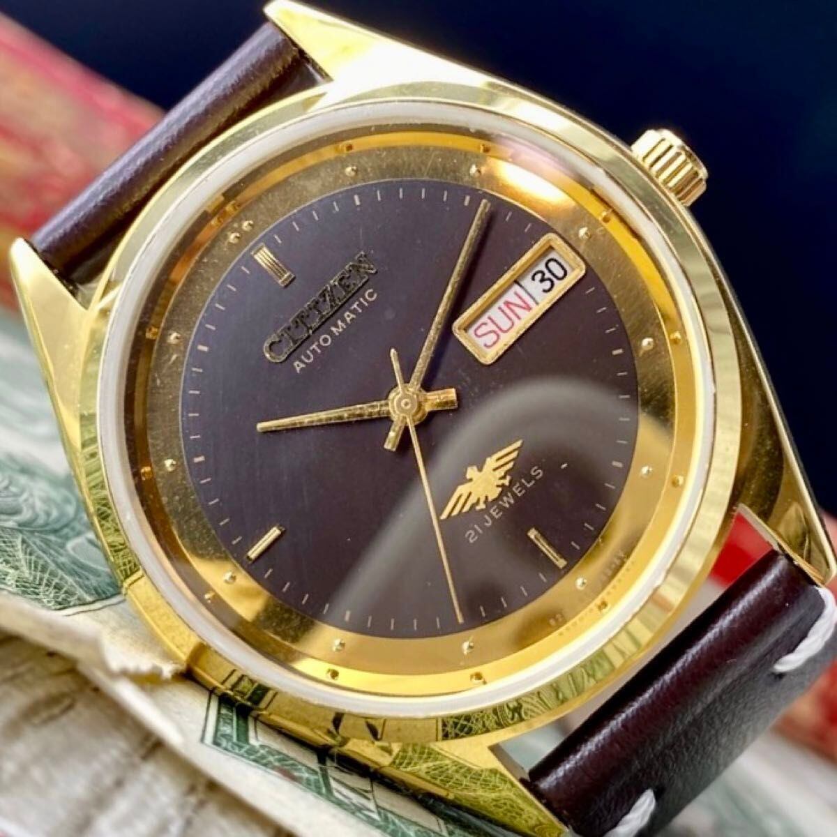 #2268【動作良好】CITIZEN シチズン 腕時計 ブラウン 自動巻き ヴィンテージ | Pay ID