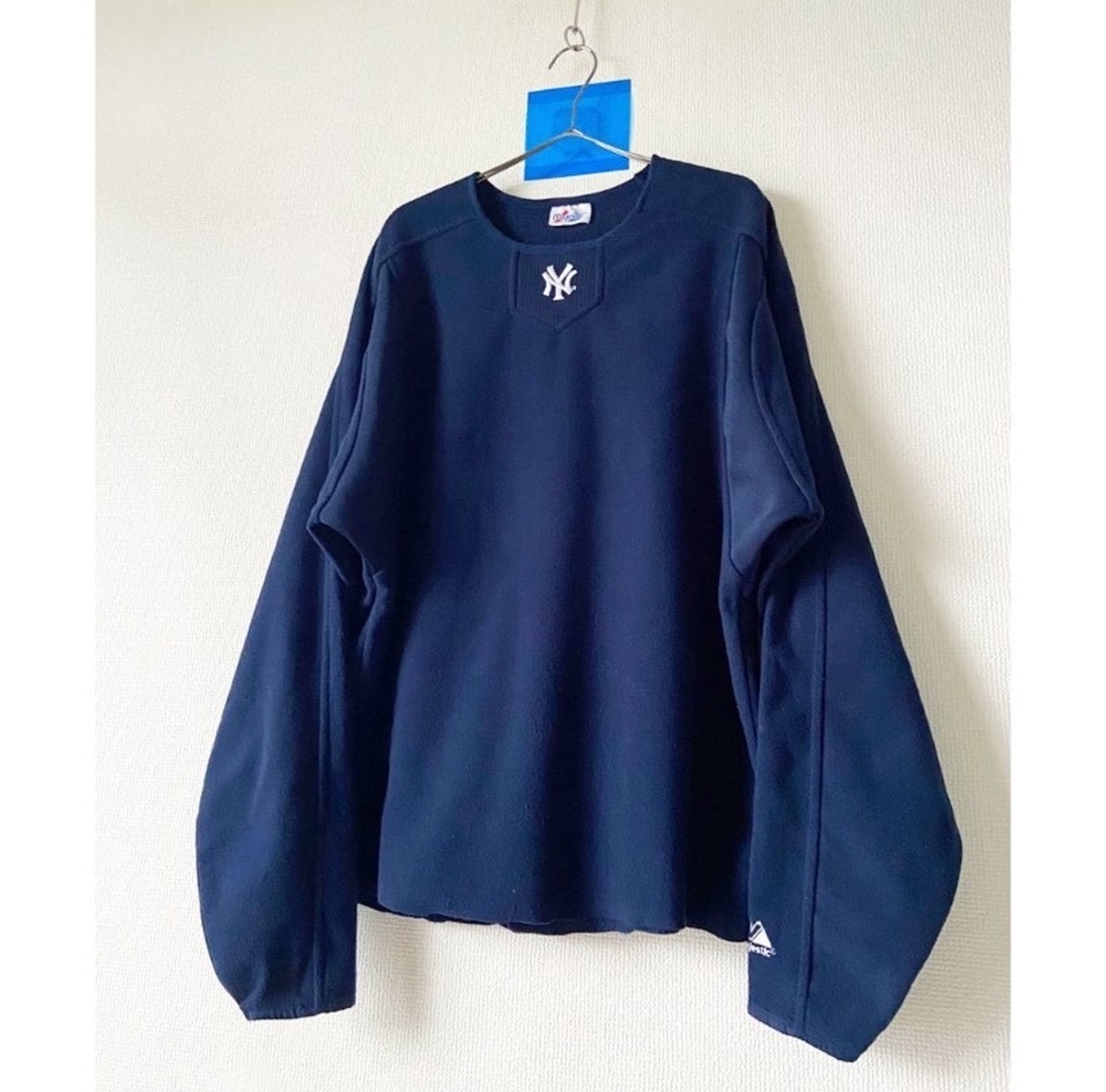 00s majestic MLB New York Yankees navy fleece embroidered sweater ...
