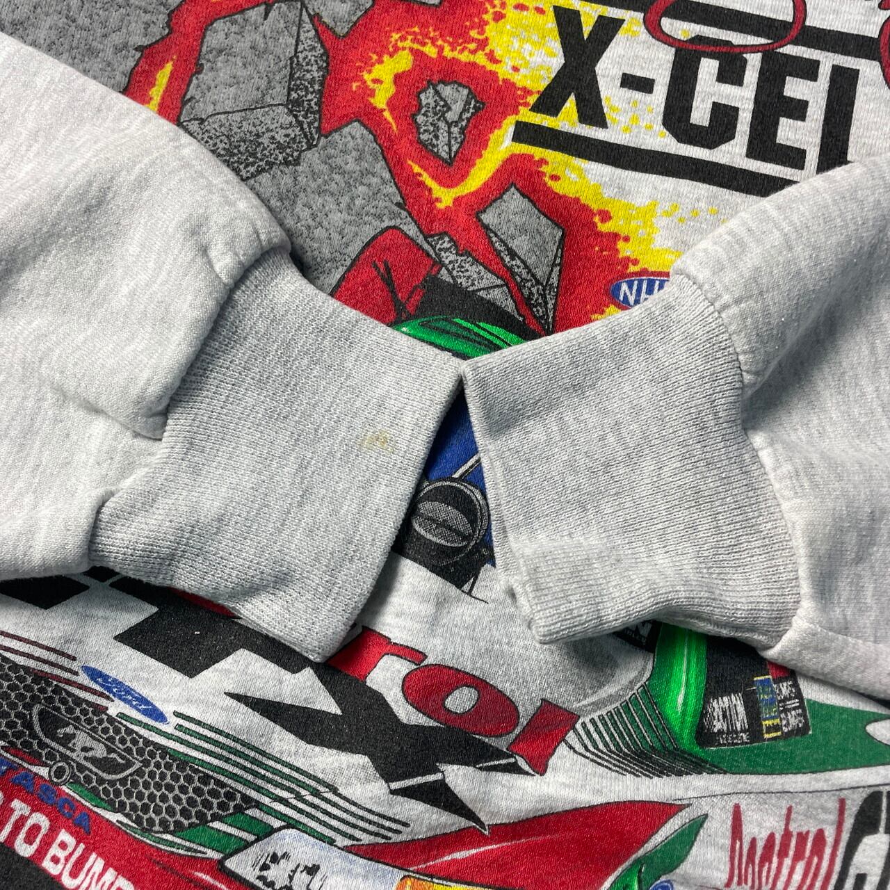 00年代 USA製 NHRA JOHN FORCE レーシング プリント スウェットシャツ メンズM 古着 00S ヴィンテージ ビンテージ ...