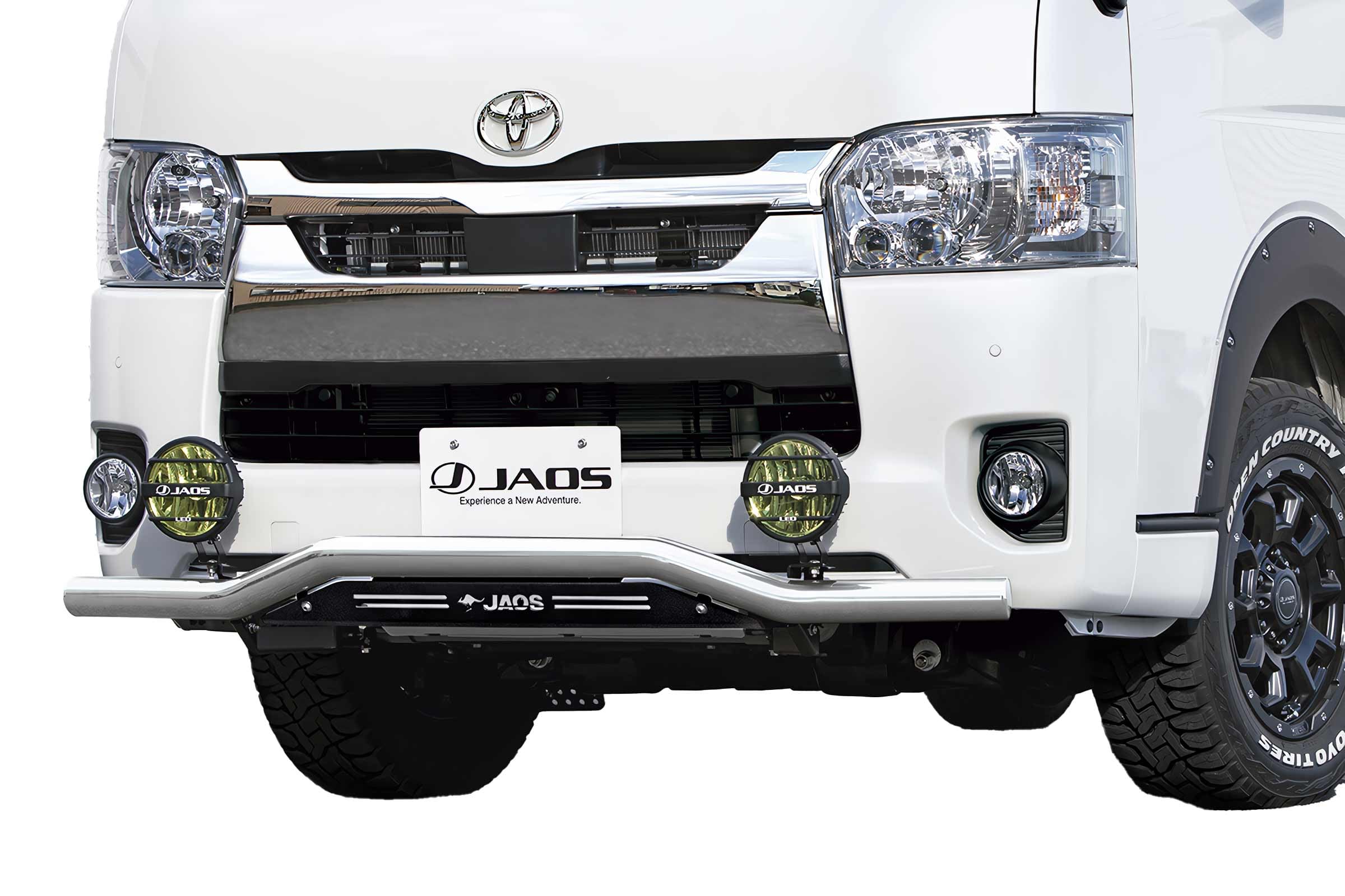ジャオス(JAOS) JAOS フロントスキッドバー ポリッシュ/ブラック 標準3~4型 ハイエース 200系 FRONT SKID BAR ...