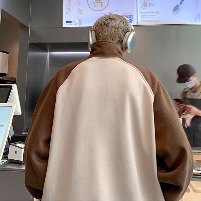 【PPGシリーズ】★トップス★ 3color スウェット 男女兼用 メンズ 配色 ブラック ネイビー ブラウン | elegant