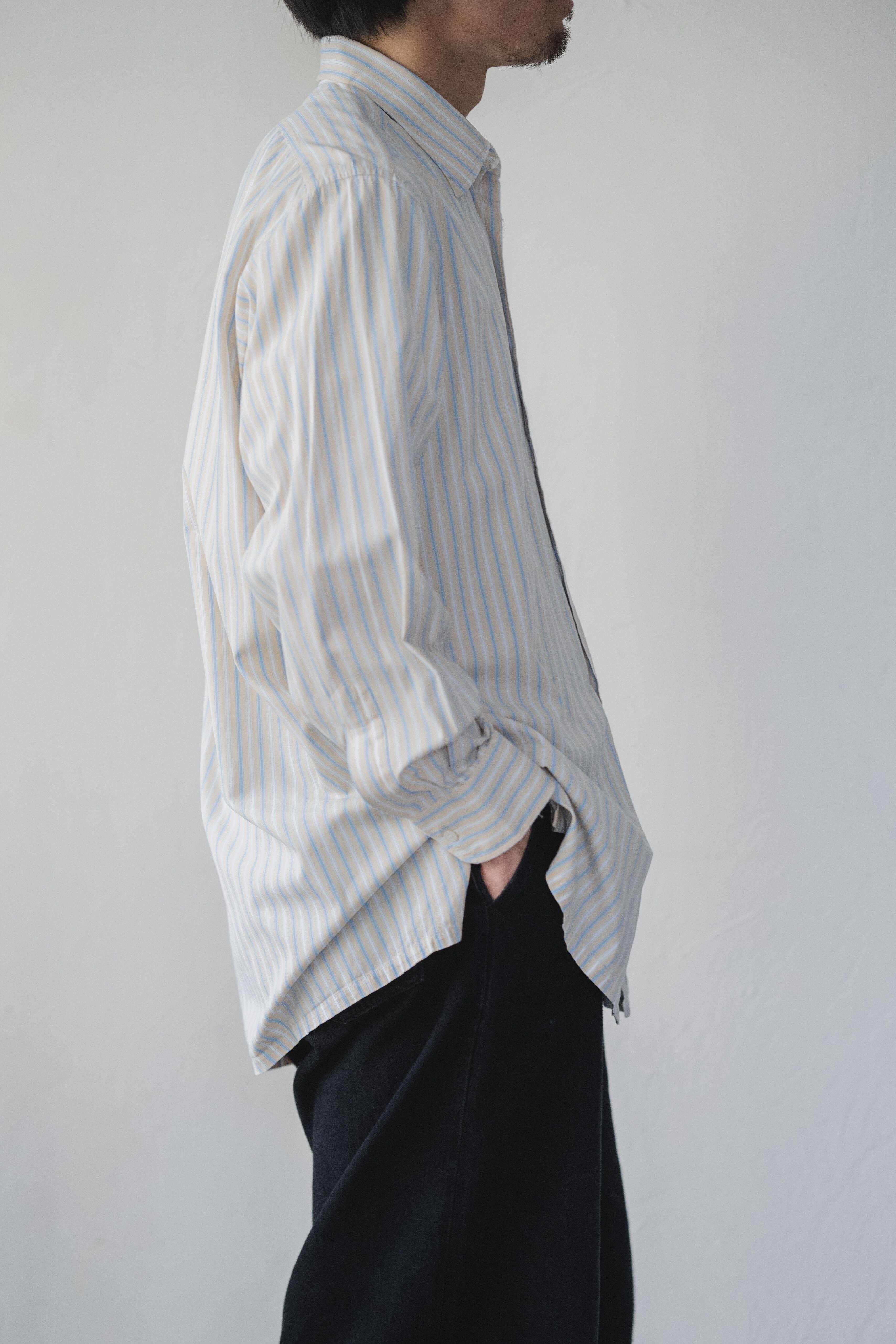 [~80's] "Charvet" Light Color Stripe Single Cuffs Regular Collar Shirt ...
