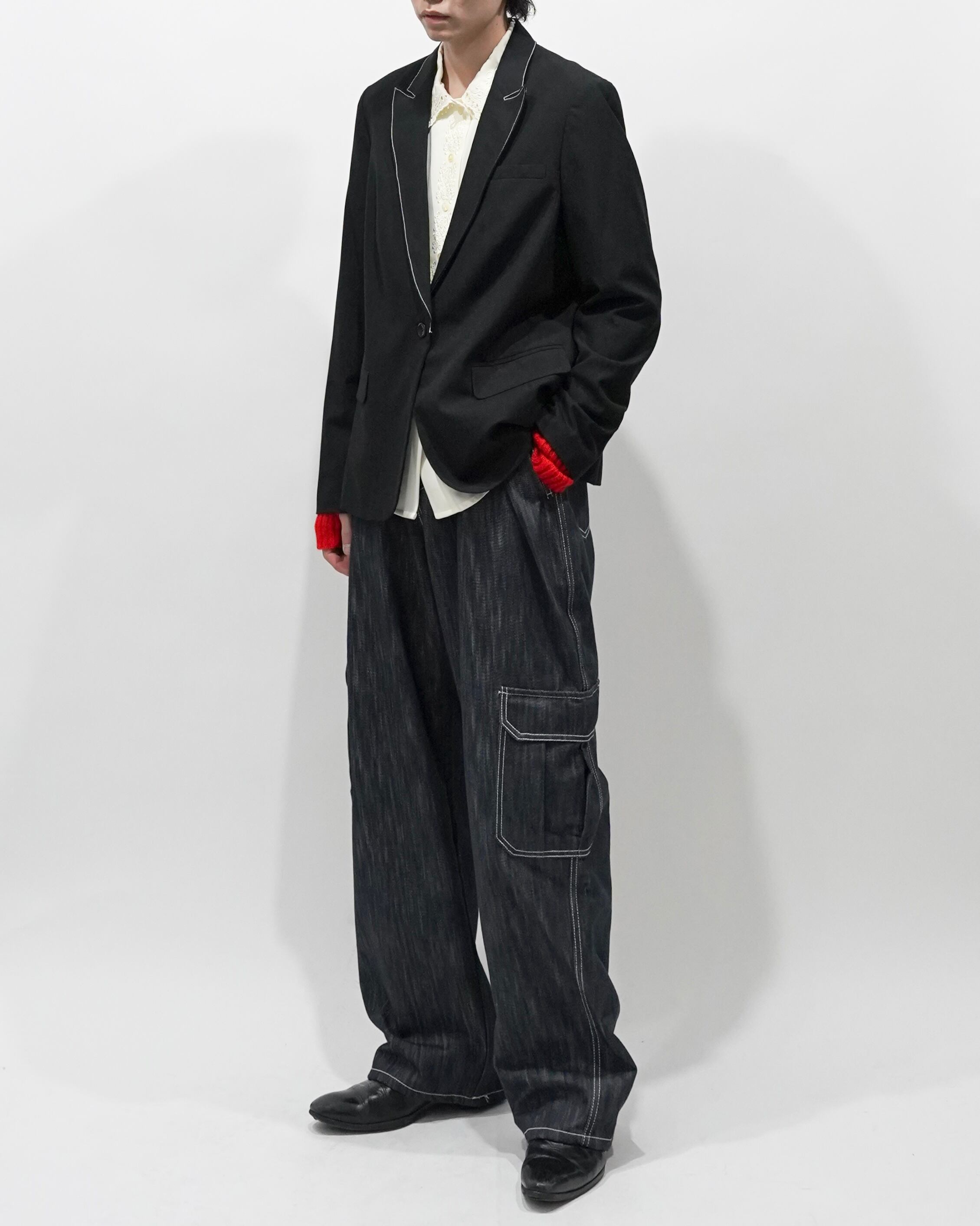 stitched cargo wide denim | Hype