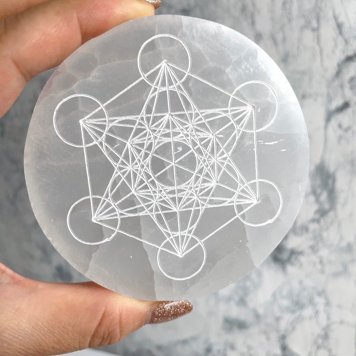 セレナイトプレート 神聖幾何学 メタトロンキューブ | Violet Beaming Stone 〜天然石ショップ〜