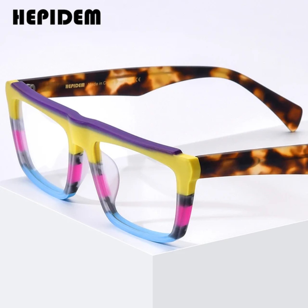 Matte Multicolor Square Glasses【H0028】 | HEPIDEM JAPAN