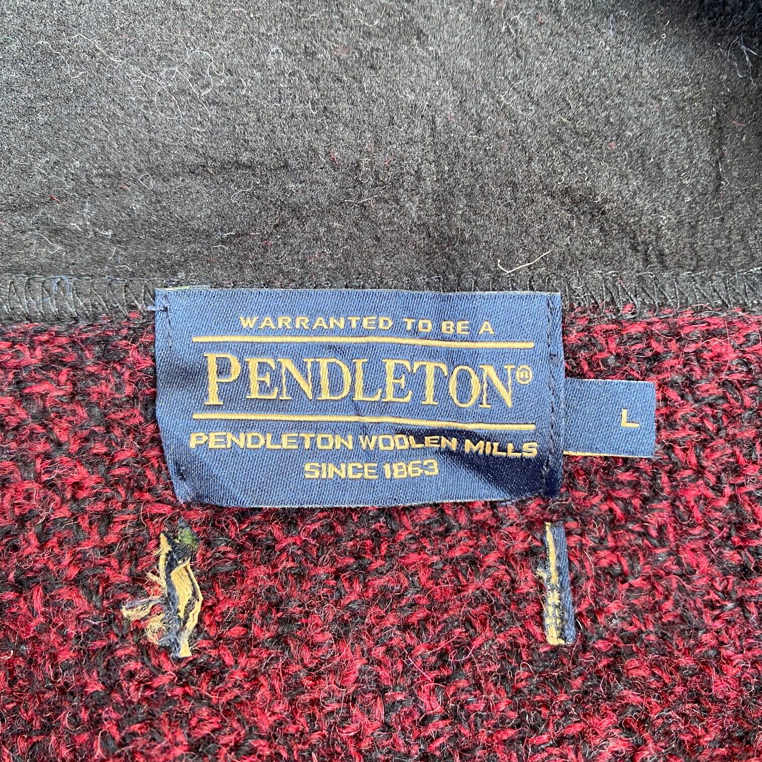 PENDLETON ペンドルトン フルジップ シェトランド ウールニットセーター メンズL 古着 ハイネック 無地 レッド×ブラック 赤 黒【ニットセーター】 | cave 古着屋【公式】古着 ...