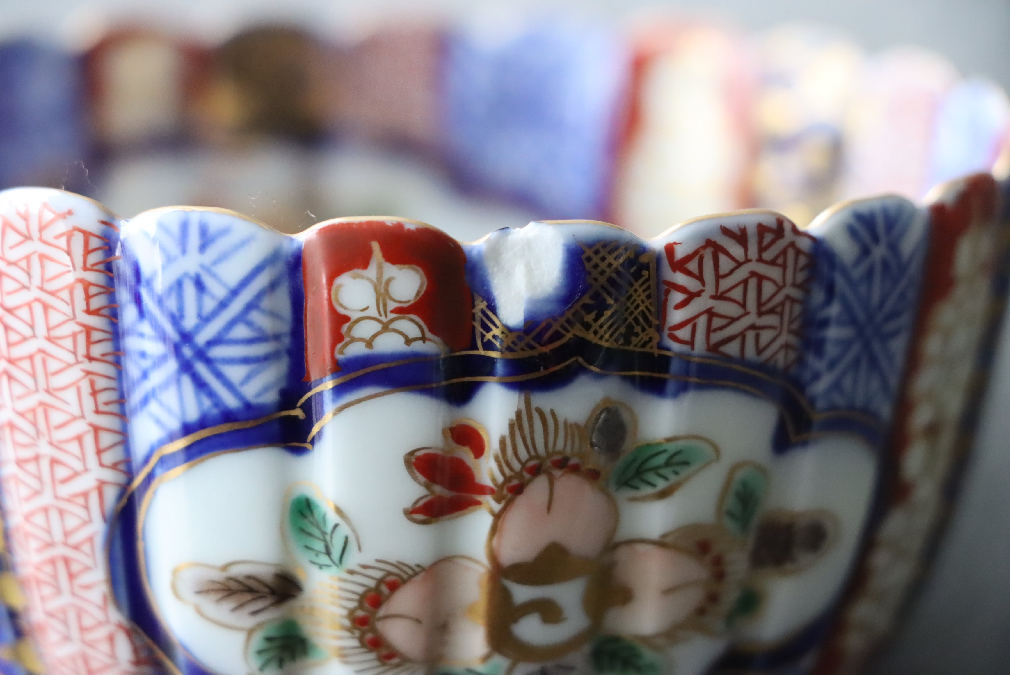 カケ ×2 大聖寺伊万里 色絵 菊割 桃文 向付 B アウトレット | (有)新原美術