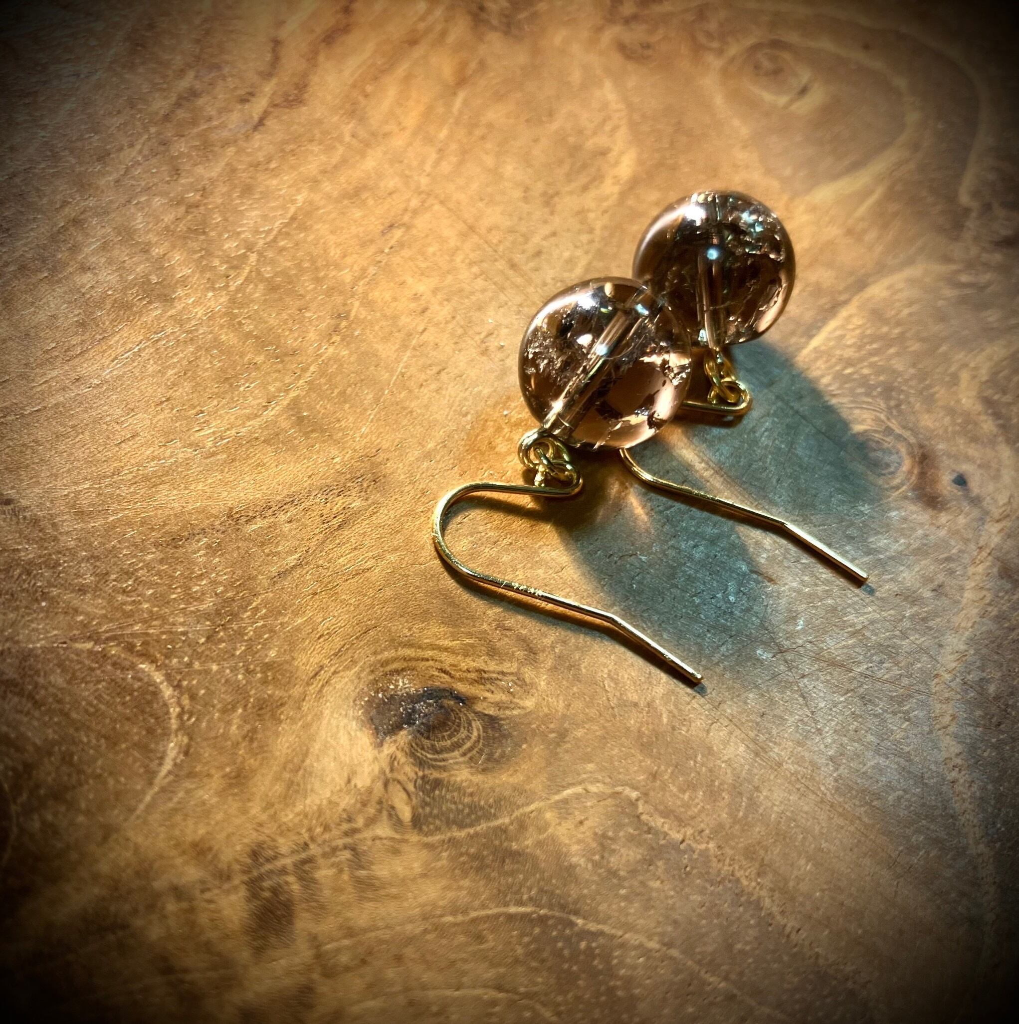 浄化覚醒ピアス スモーキークォーツアイリス 14KGF A | Uzuヒーリングサロン