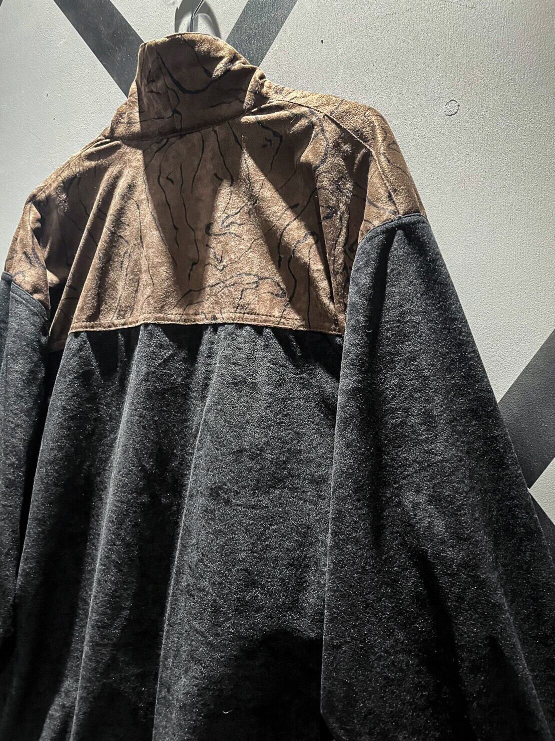 【X VINTAGE】Faux Suede Color Swiching Vintage Loose Zip Up Tracker ...