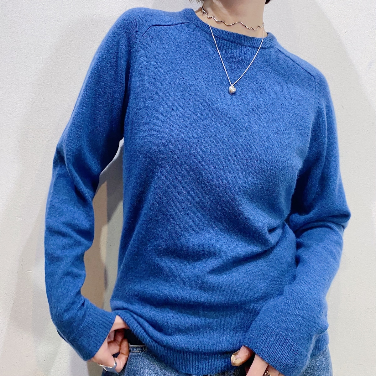 blue cashmere knit sweater【1104】 | LEMON