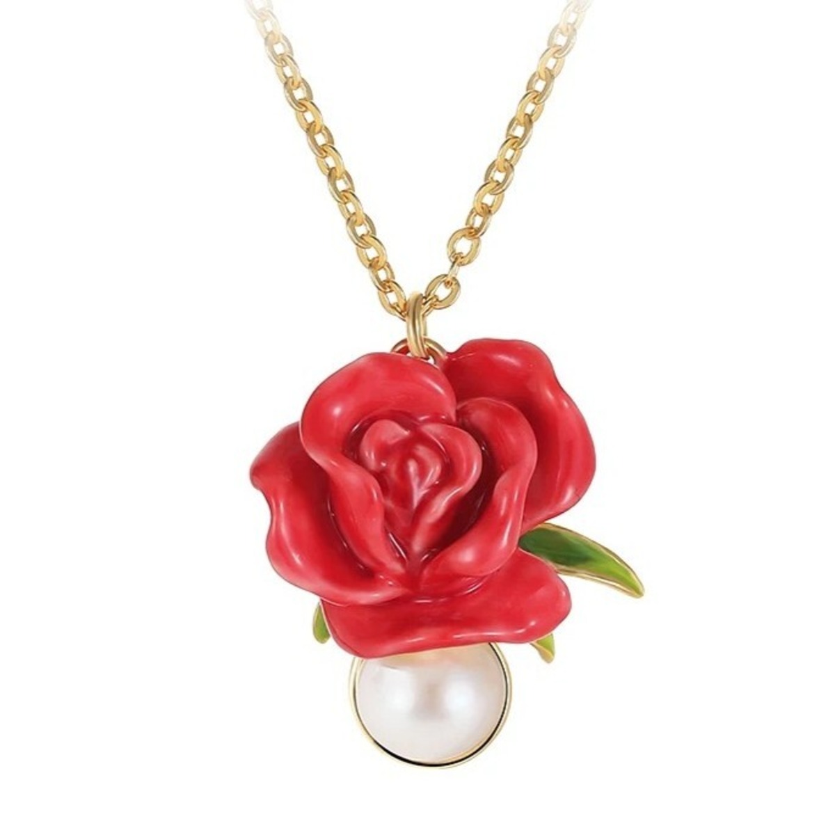 Red Rose Charm Necklace / レッドローズ チャーム ネックレス | pochic.