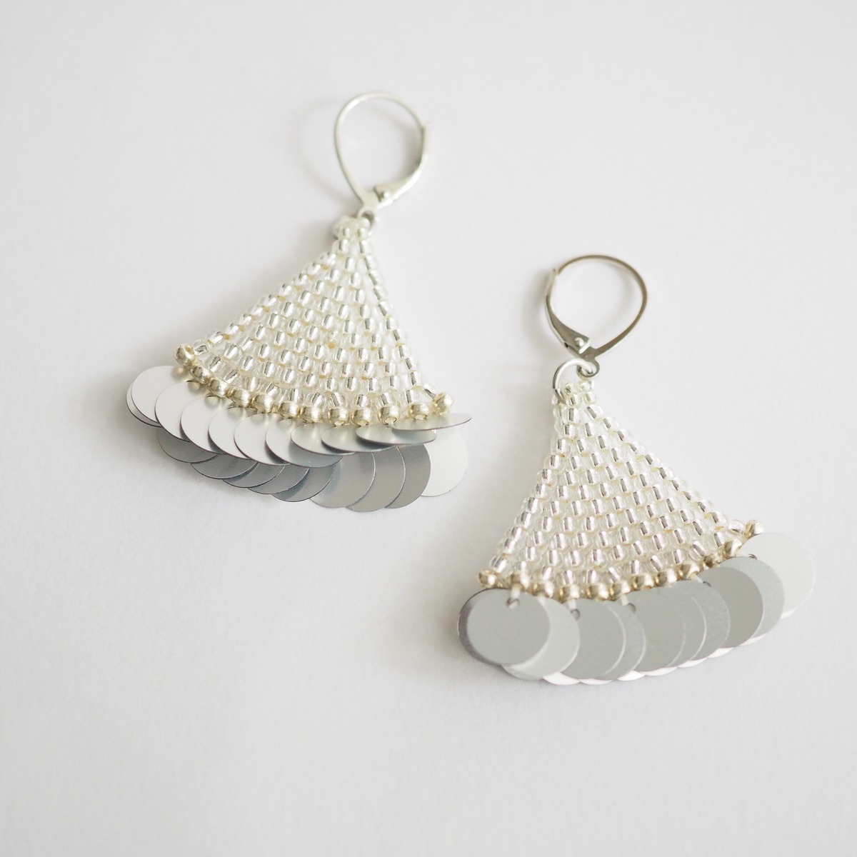 『Beadspan triangle』（シルバー）ピアス/イヤリング【受注】 | Beadspan ビーズアクセサリー・ピアス・イヤリング・ネックレス・ブローチ