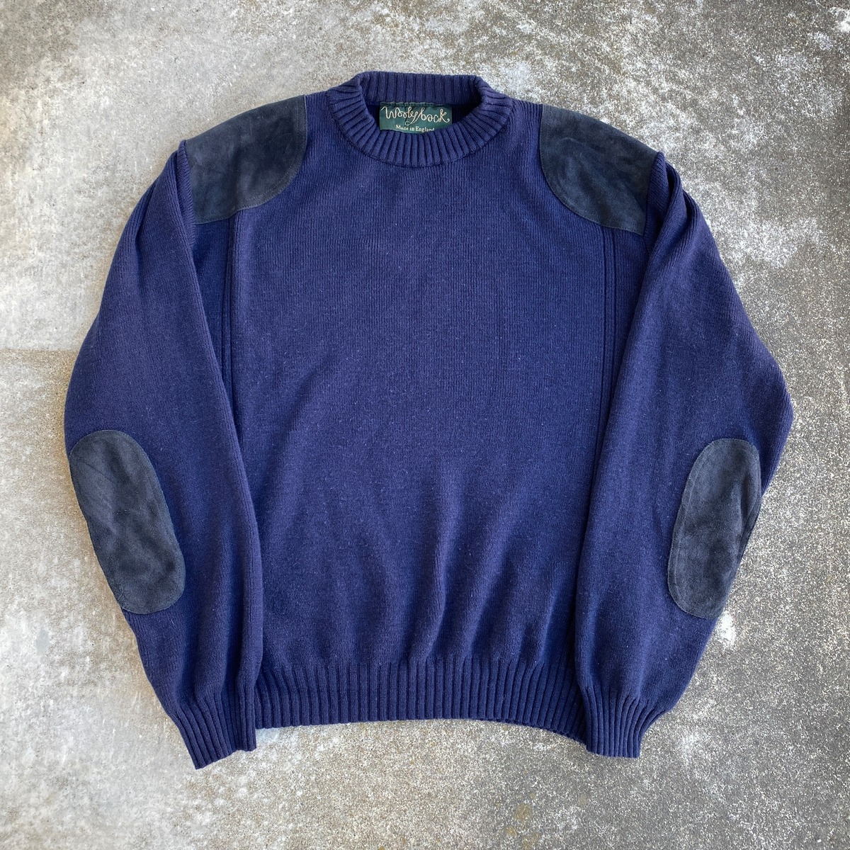 90s Woolyback suede patch knit sweater | CLOSE CLOTHES