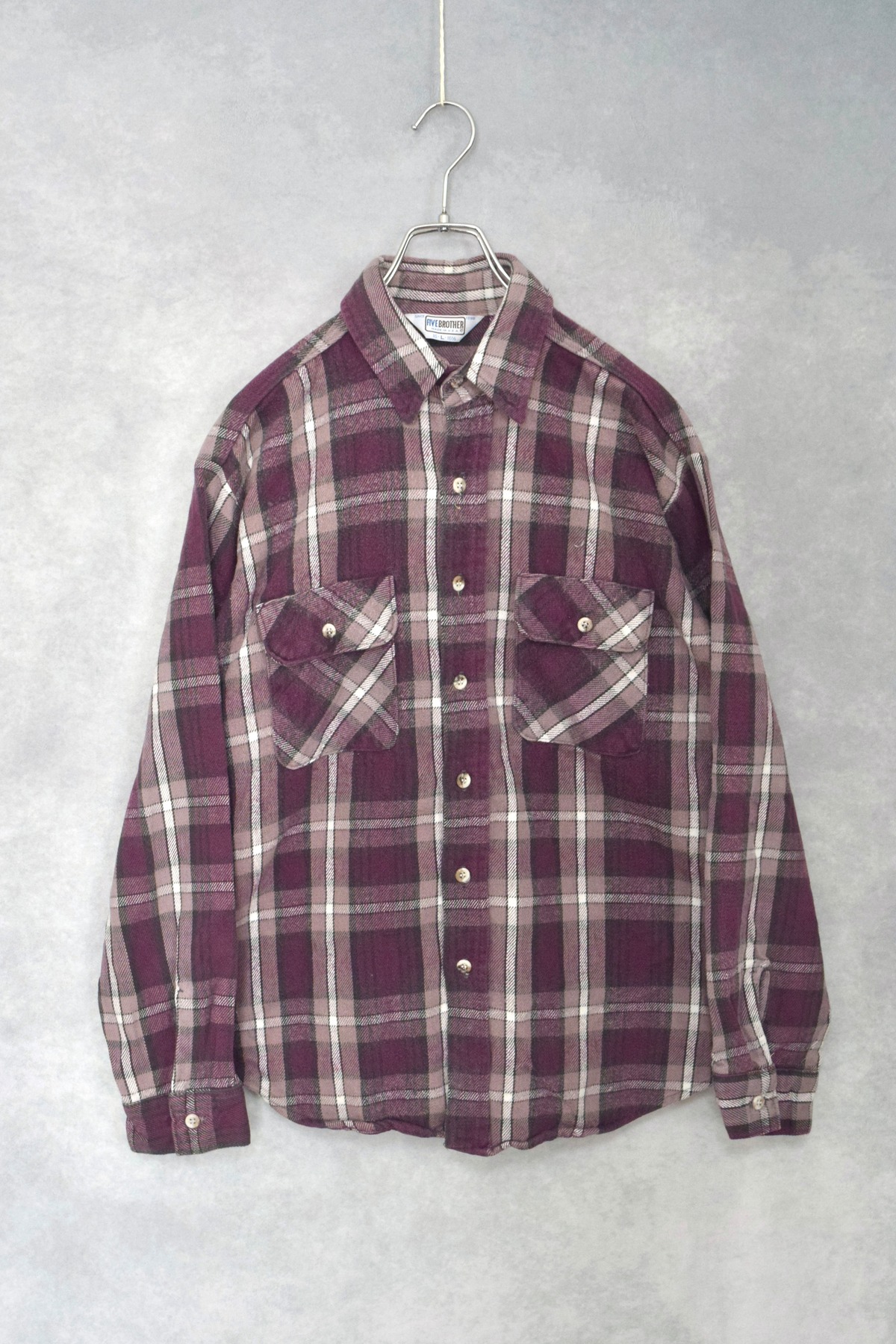 70〜80s " five brother " cotton flannel shirt / made in usa / size L ...