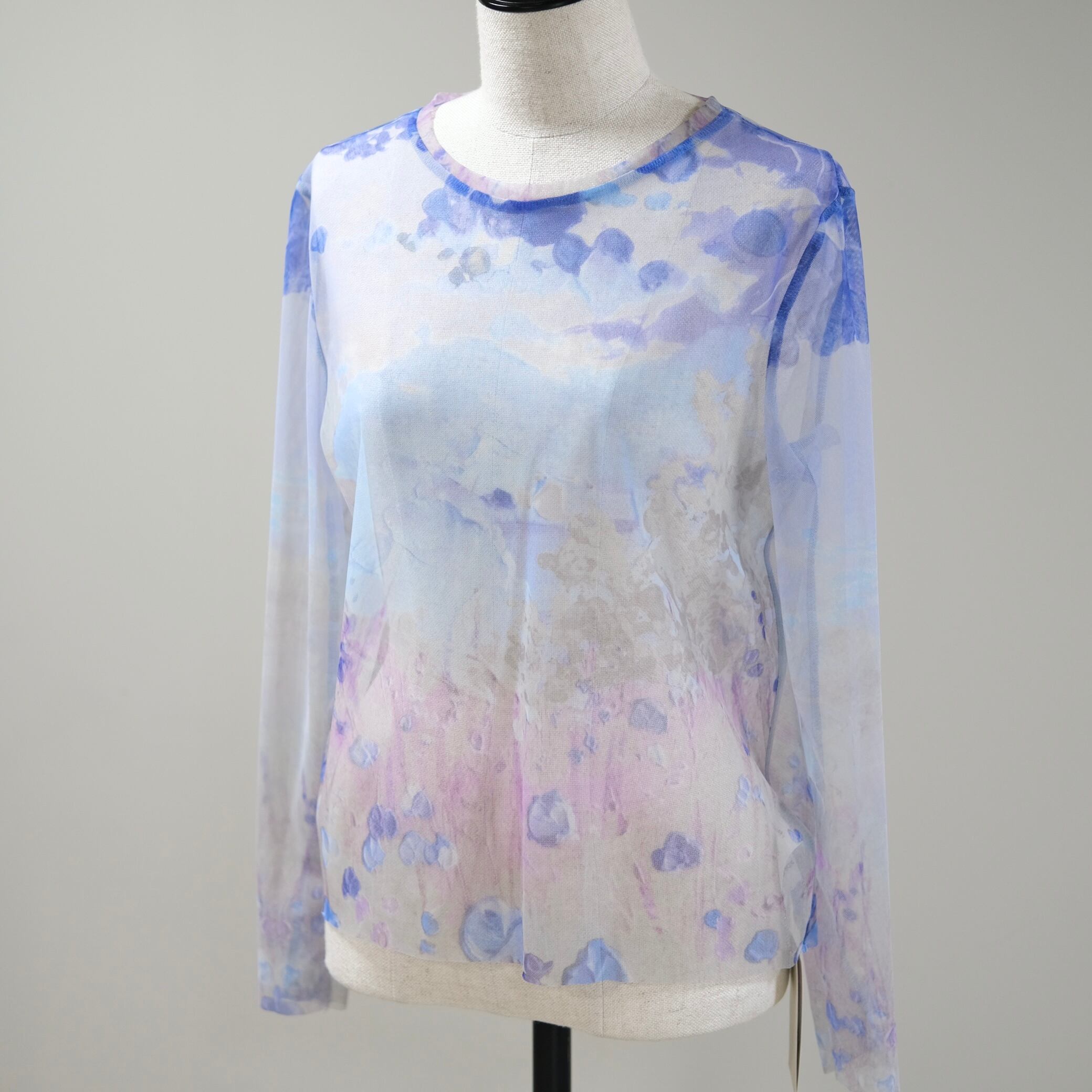 Flower sheer tops blue | HARURU SASAKI