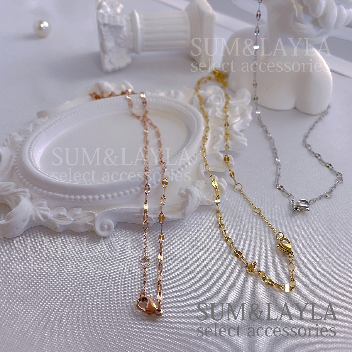 ペタルチェーン チョーカー ネックレス 軽量 つけっぱなし ネックレス 316L サージカルステンレス 金属アレルギー対応 #1004 | SUM&LAYLA SELECT ACCESSORIES