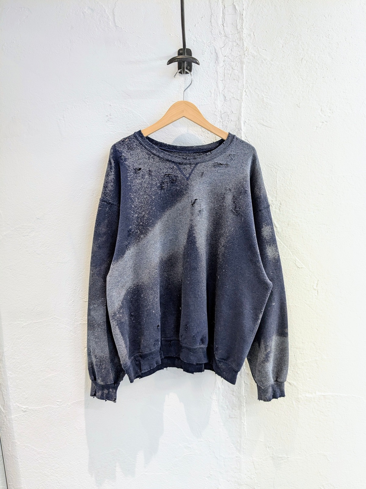 Fade and Damage Design Sweat Shirt "Navy" | tokiclothing