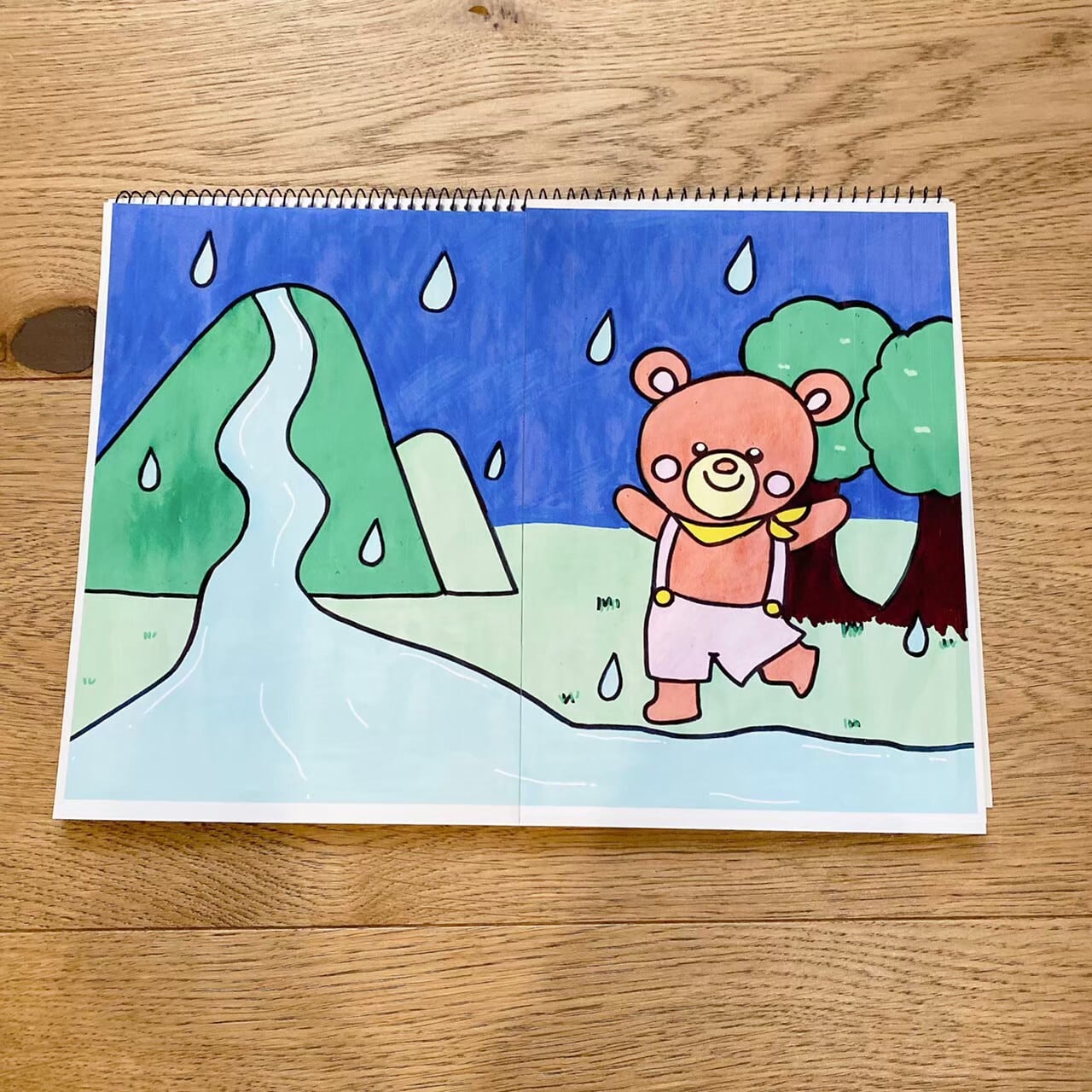 雨降りくまの子 スケッチブックシアター 歌 楽譜つき 歌詞つき 梅雨 | パネルシアター・スケッチブック 保育用品販売 risugumi