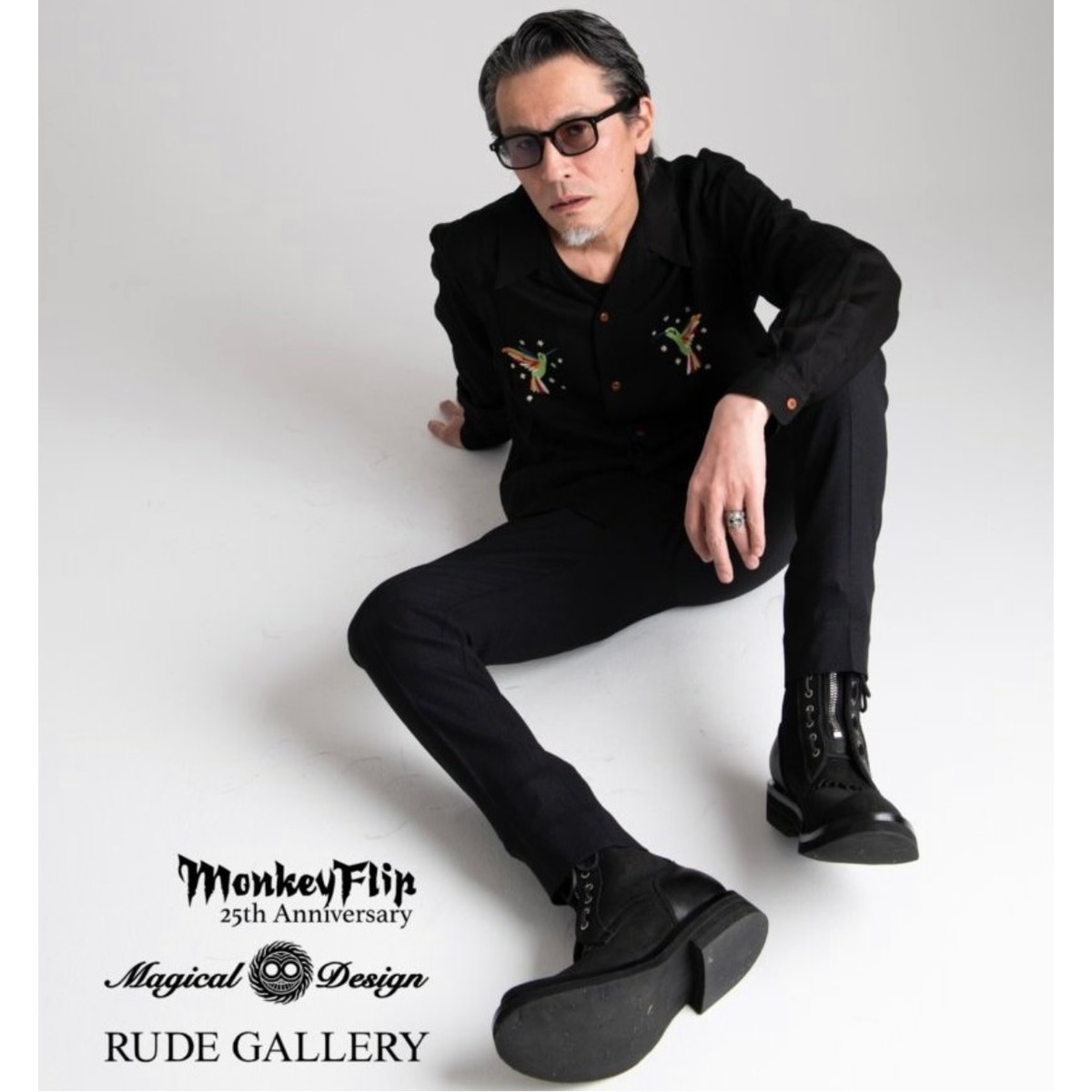 RUDE GALLERY x MagicalDesign x MonkeyFlipトリプルコラボサングラス-ブラックカラー | 北沢めがね工房