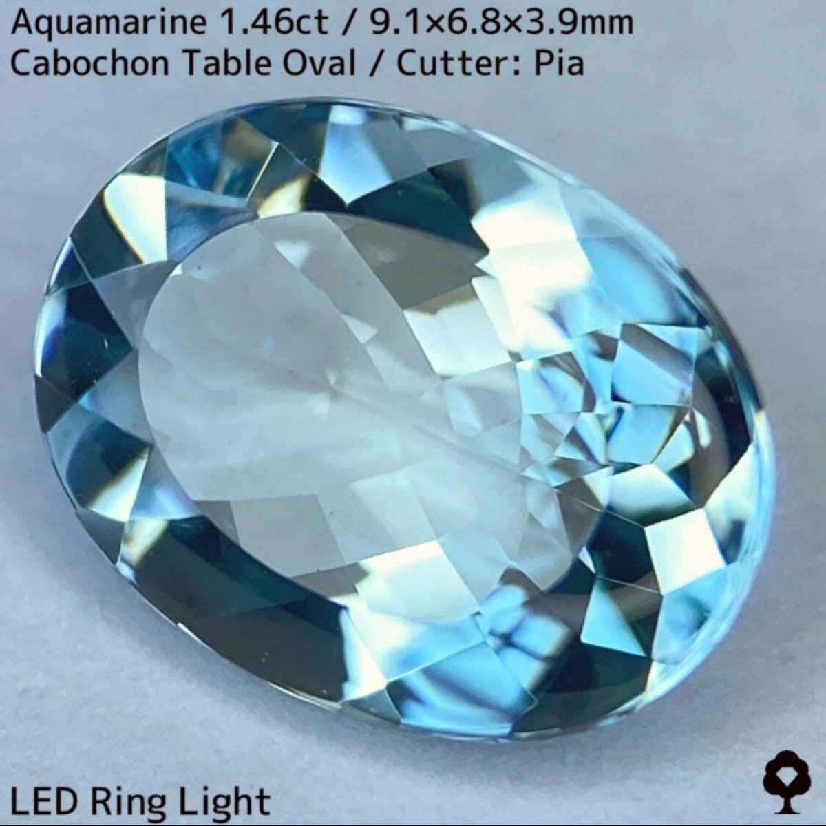 アクアマリン1.47ct★マリンブルーの瑞々しい煌めきと相性抜群のバフトップテーブル | New GemTreeJapan BASE Shop