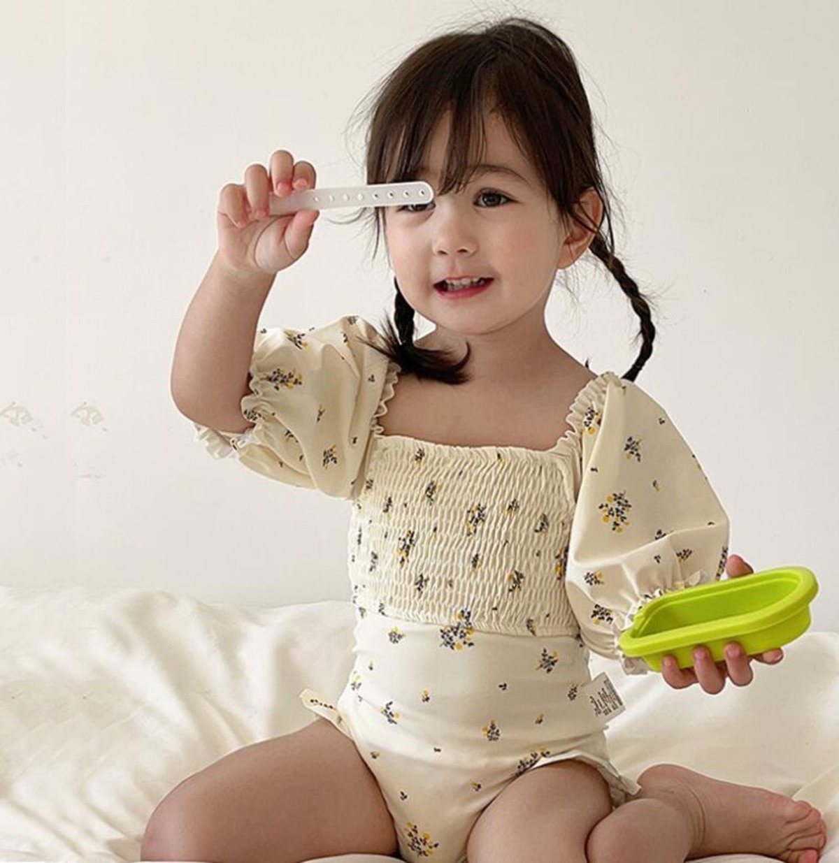 小花柄スクエアネック水着 | Aimy shop