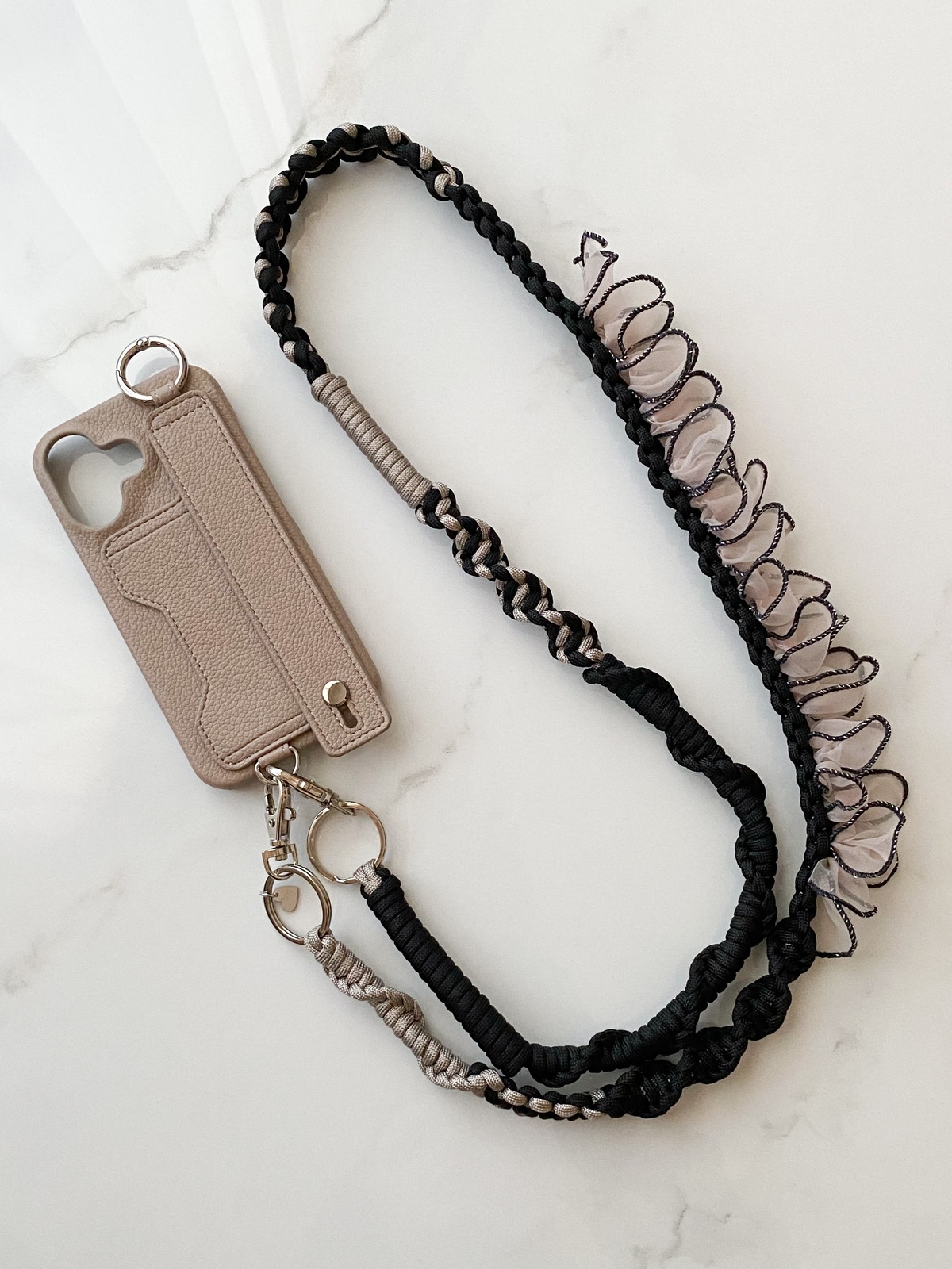 【black × beige】long strap | Peris