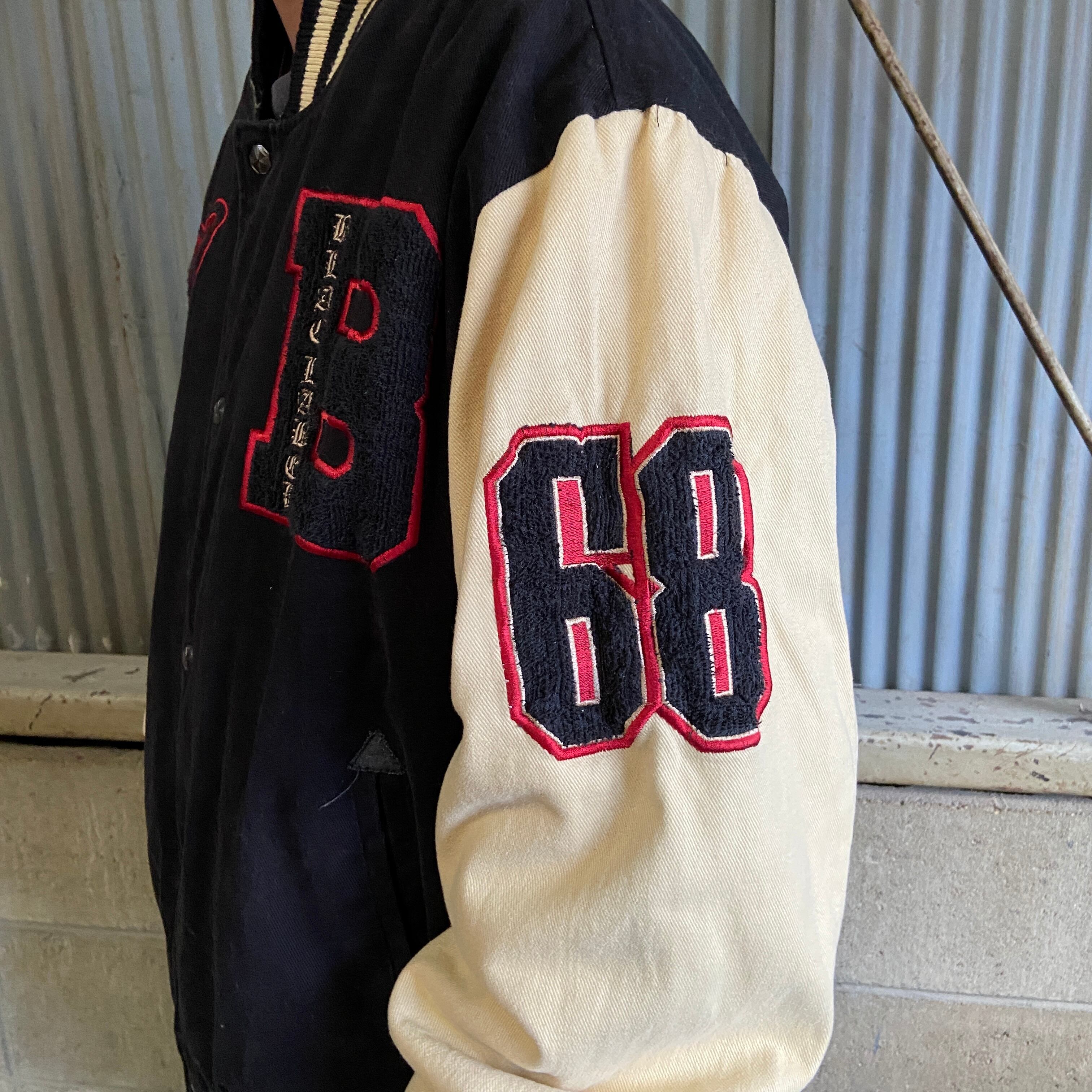 ビッグサイズ blar label Premium スタジャン アワードジャケット メンズ2XL 古着 コットンツイル 刺繍 ワッペン 大きい ...