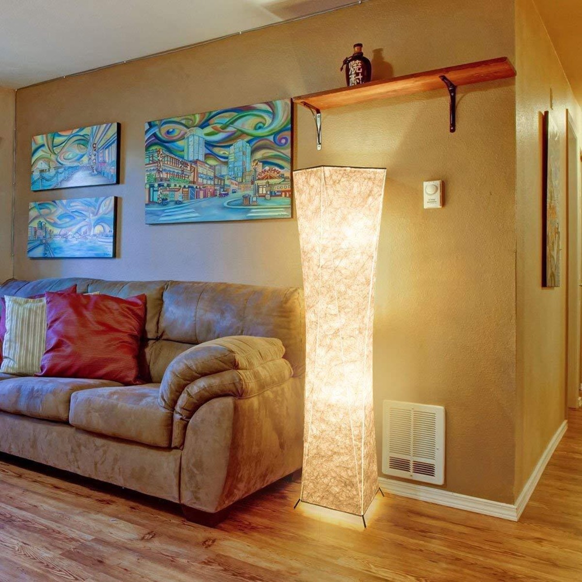 LEONC フロアライト スタンドライト フロアスタンド フロアランプ 間接照明 おしゃれ 照明 暖色 3段階調光, 和風の暖かい柔光シンプル創意フロアスタンド 和風 北欧 和室 床置き 玄関 ...