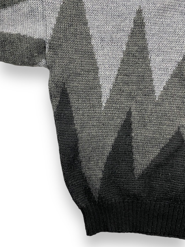 1980's〜90's "GIVENCHY" Geometric Pattern Crew Neck Wool Knit MADE IN ITALY | Sanroku Base Studio