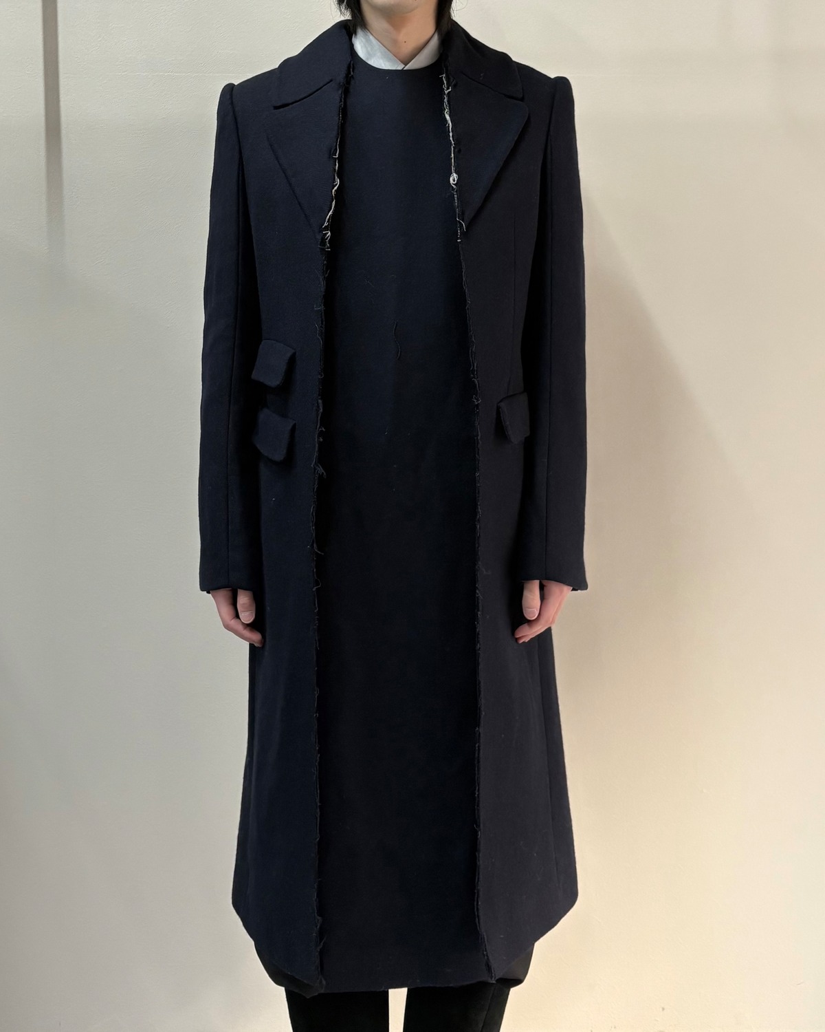 【02AW/Martin Margiela Artisanal】ripped front wool long coat | blendmarket