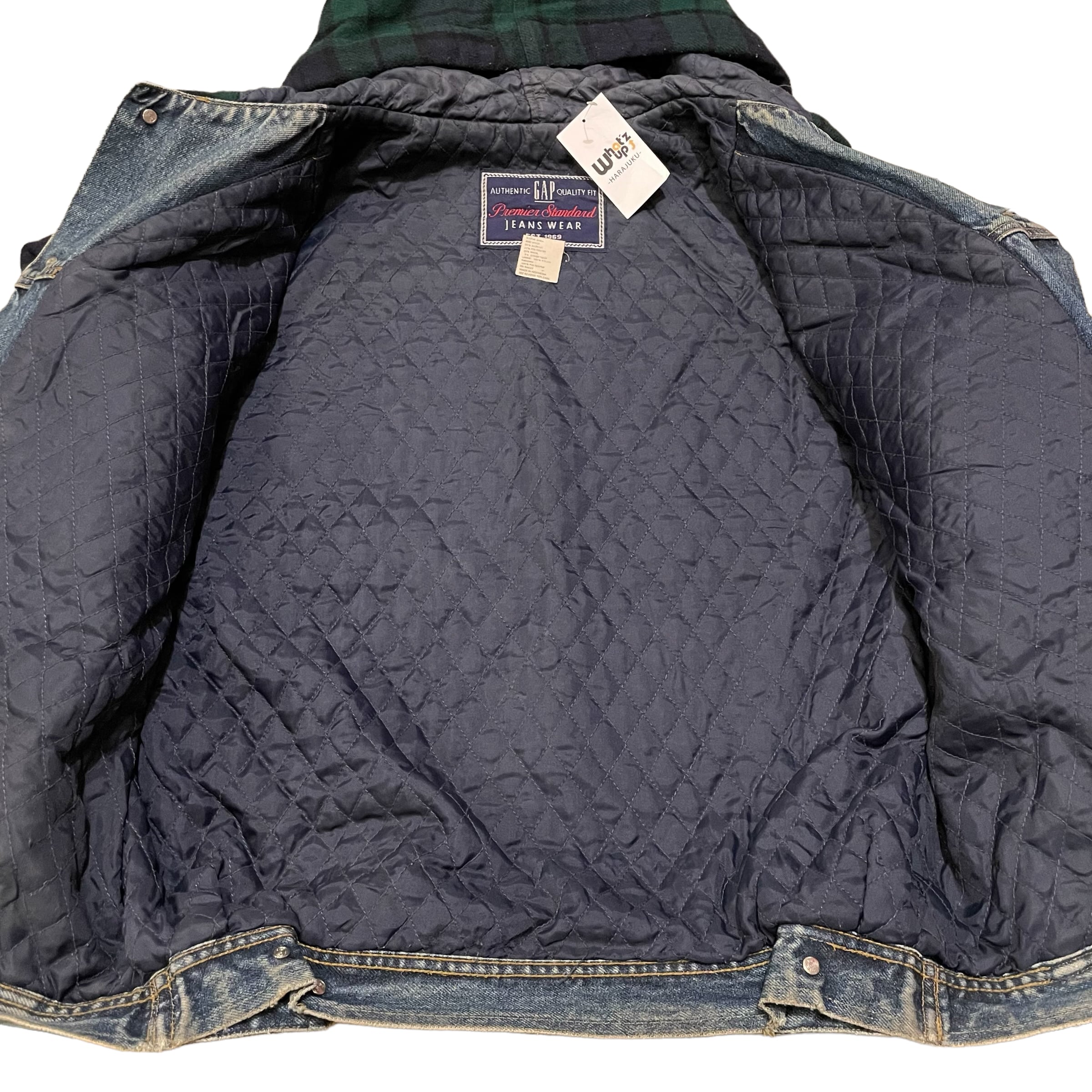 90s GAP wool×denim black watch jacket | What’z up