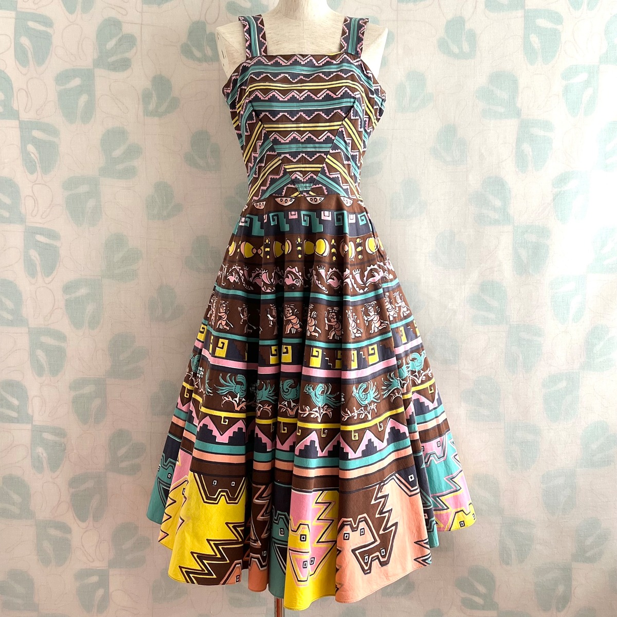 50's 「Madalyn Miller」 mural print cotton circular dress | Tabitha ...