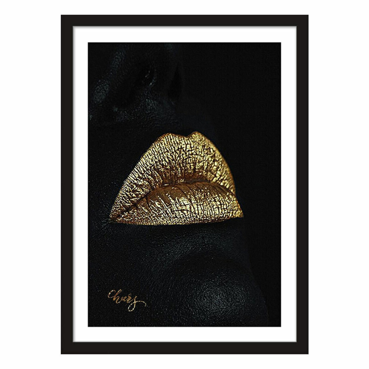 【A4サイズ】アートポスター B38-195 （女性 唇 リップ ルージュ ゴールド 金 ブラック 黒 ポスター アート 絵 インテリア インテリア雑貨 雑貨 日本製 オシャレ お洒落 ...