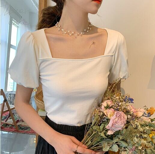 Z-20034 トップス Tシャツ ブラウス カットソー スクエアネック