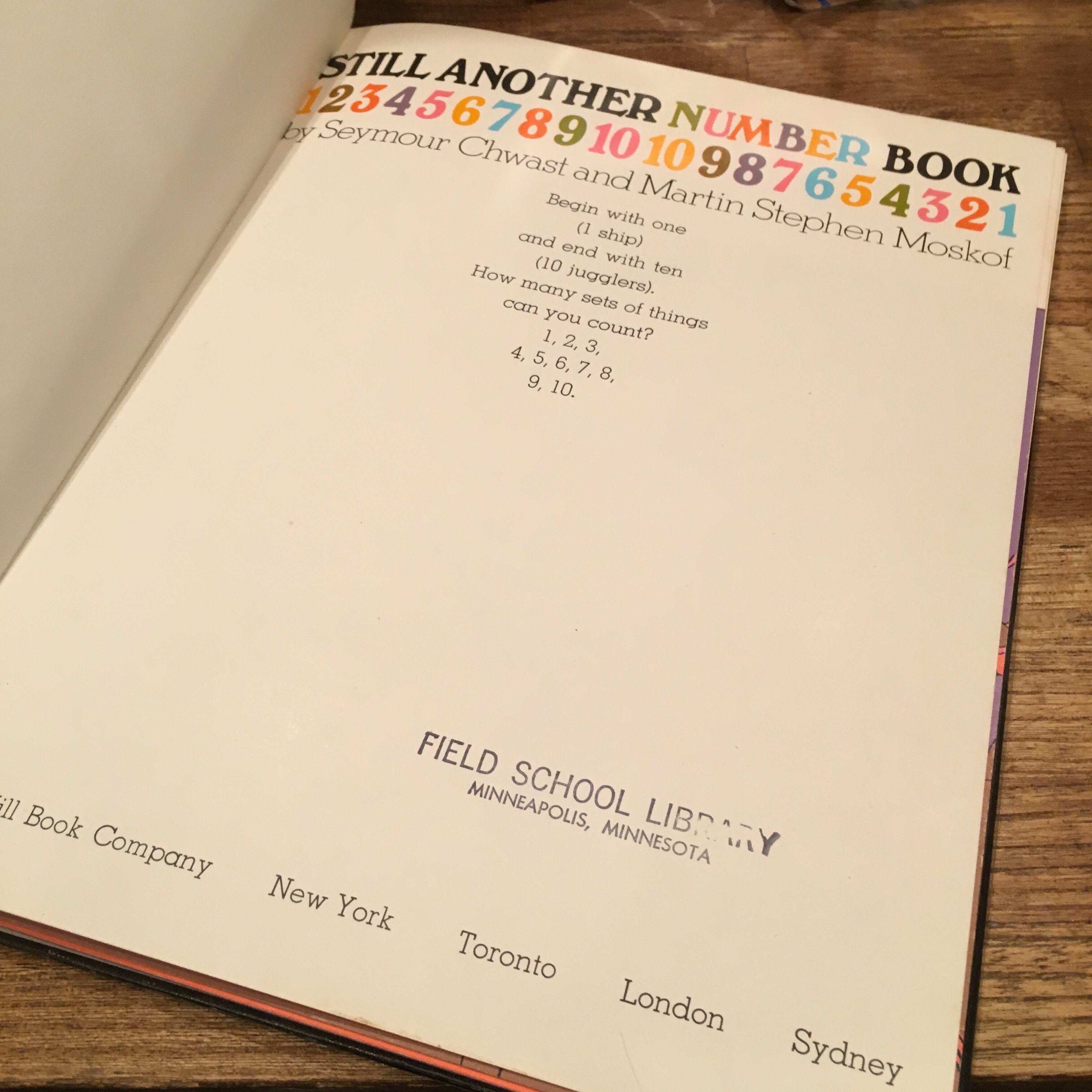 STILL ANOTHER NUMBER BOOK 1234567891010987654321 / Seymour Chwast ...