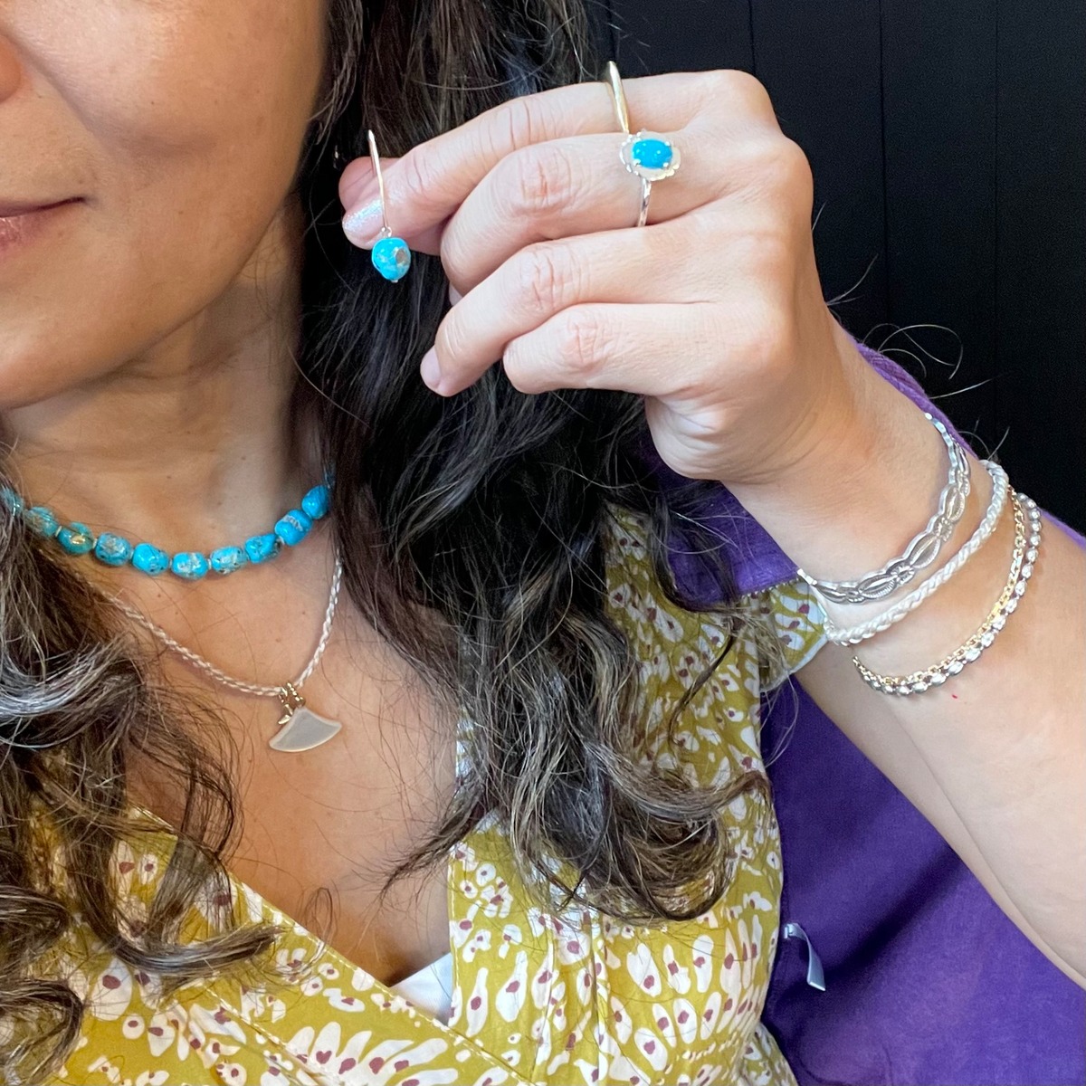 ナチュラルソノランゴールドターコイズピアス | Bonny Port