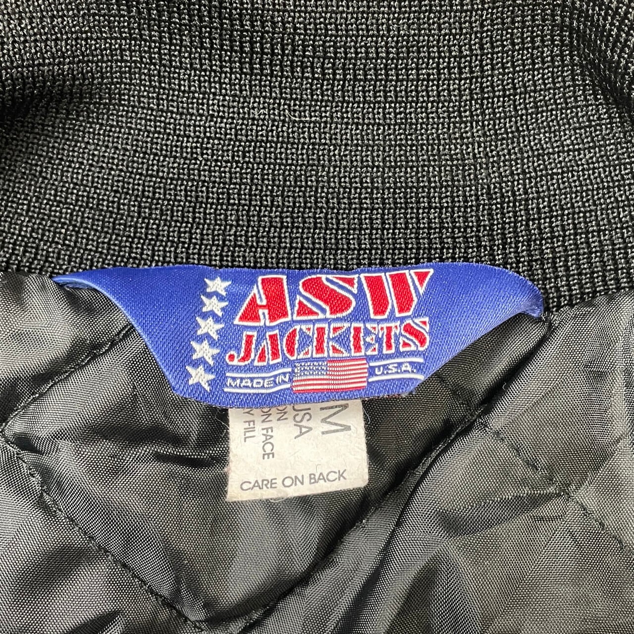 90年代 USA製 ASW JACKET ナイロン スタジャン チーム キルティングライナー メンズM 古着 90s ヴィンテージ ...