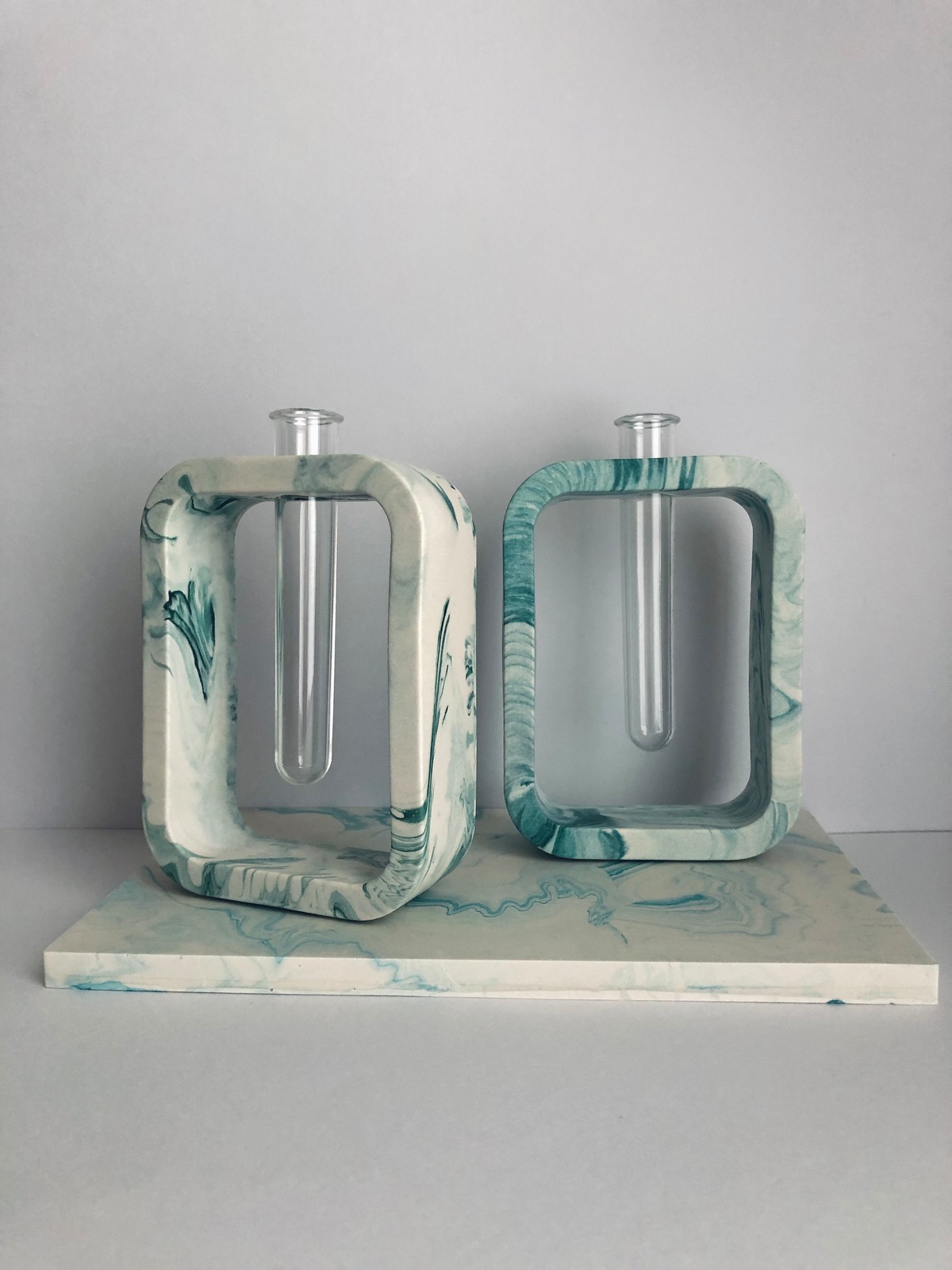 square marble flower vase [ green ] | nephelee