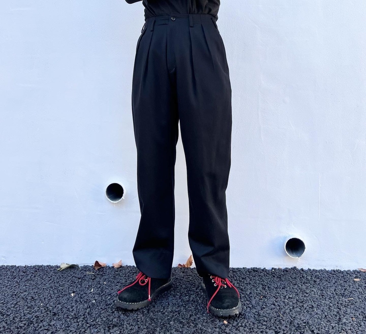 "Y’s foe men Red Label" rayon/wool 2tuck slacks pants | Kissmet