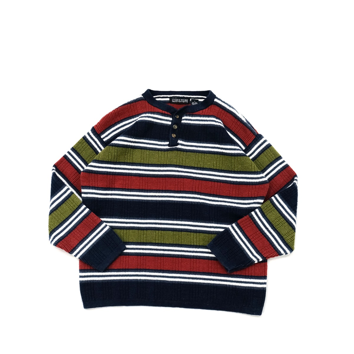90s STRUCTURE stripe henry sweater | 4_S CLOTHING STORE