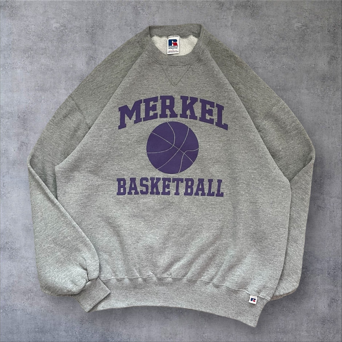 USA製 90s RussellAthletic "MERKEL BASKETBALL"Print Sweat | Aim vintage