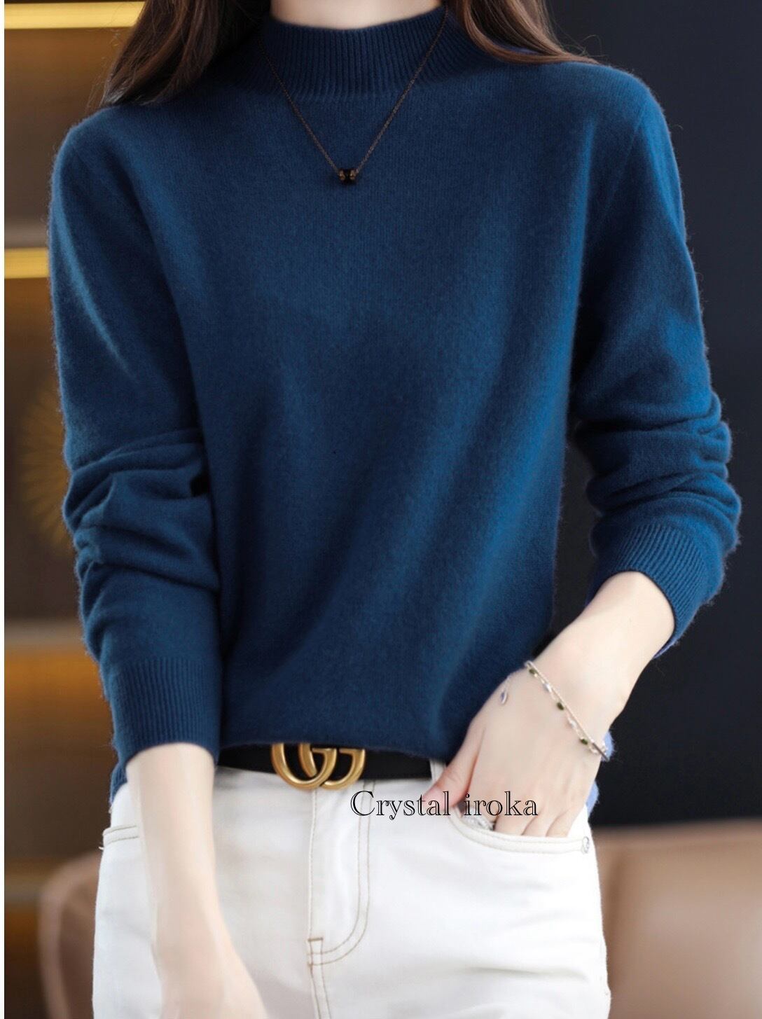 カラー豊富 きわめてシンプルな贅沢セーター | crystal iroka