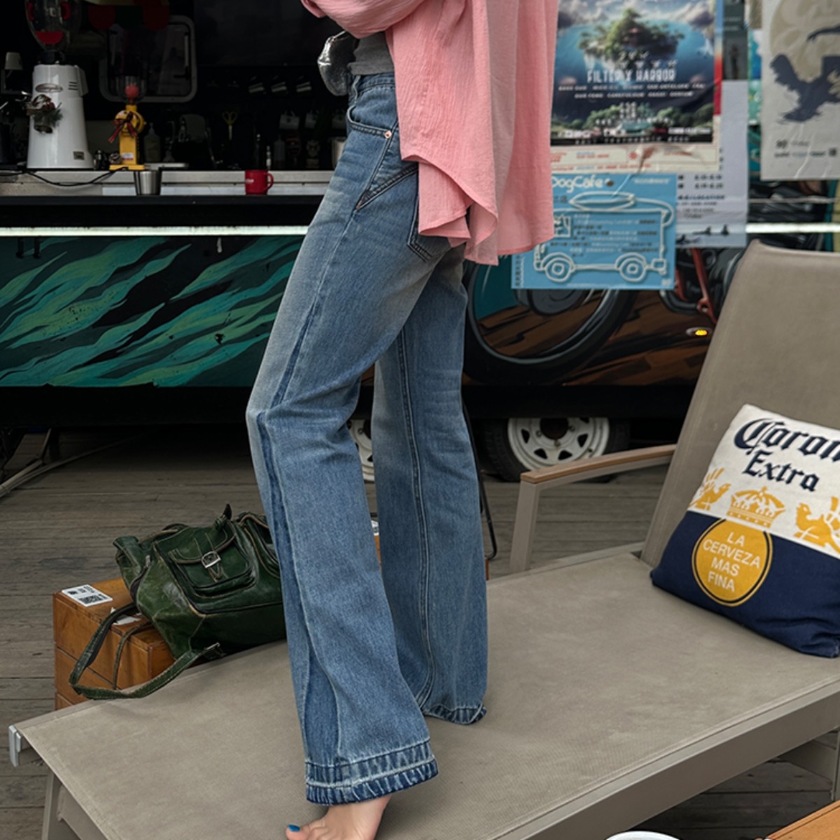 Seam design flare denim pants S1654 | sou sou