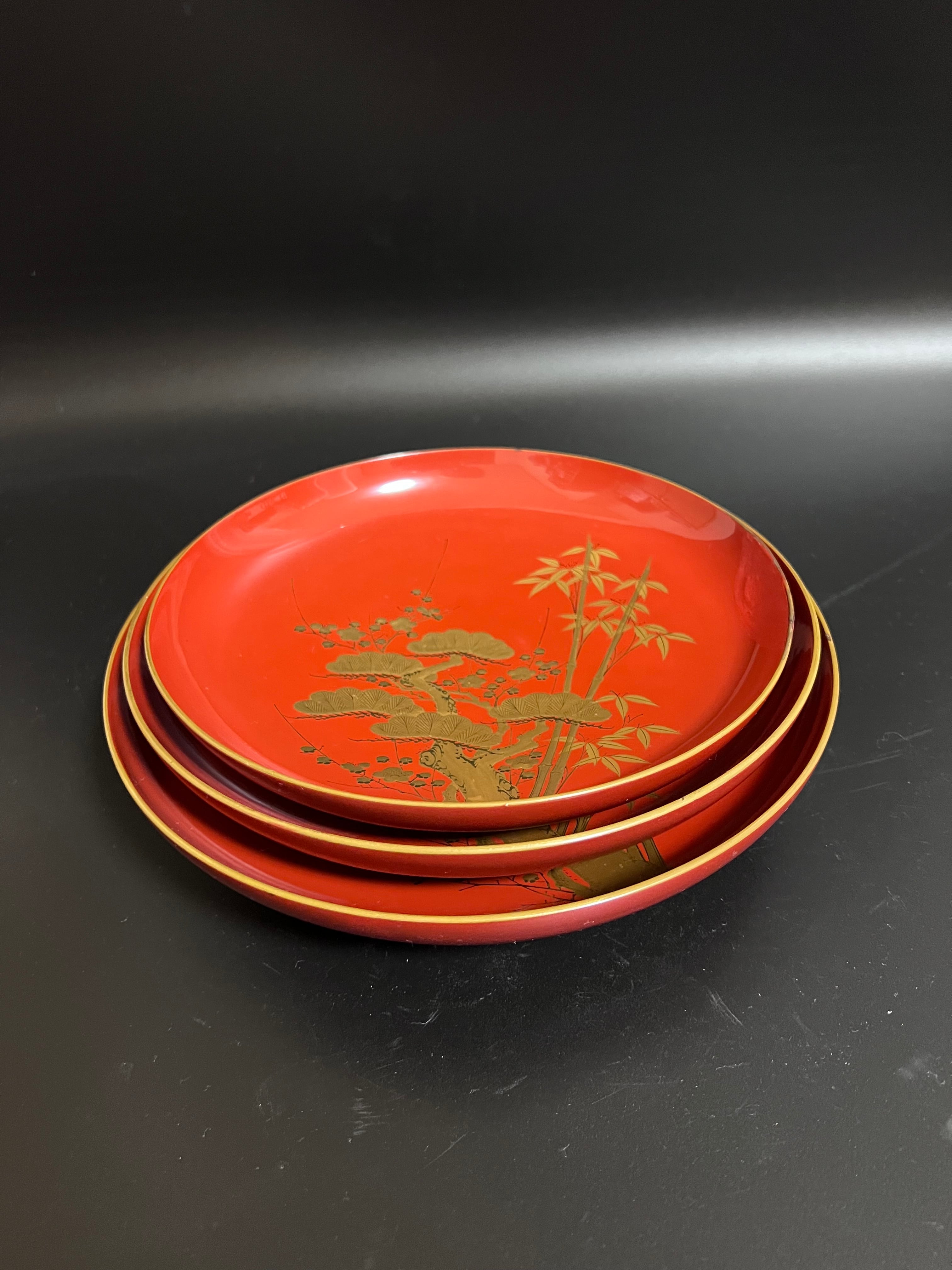 漆器 盃 松竹梅 大3枚セット 難あり | 凪〜nagi〜