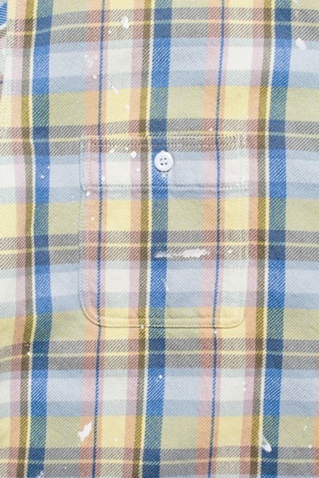 BOWWOW REPAIR FLANNEL SHIRTS DRIPPING PINK×YELLOW | BASE LINE