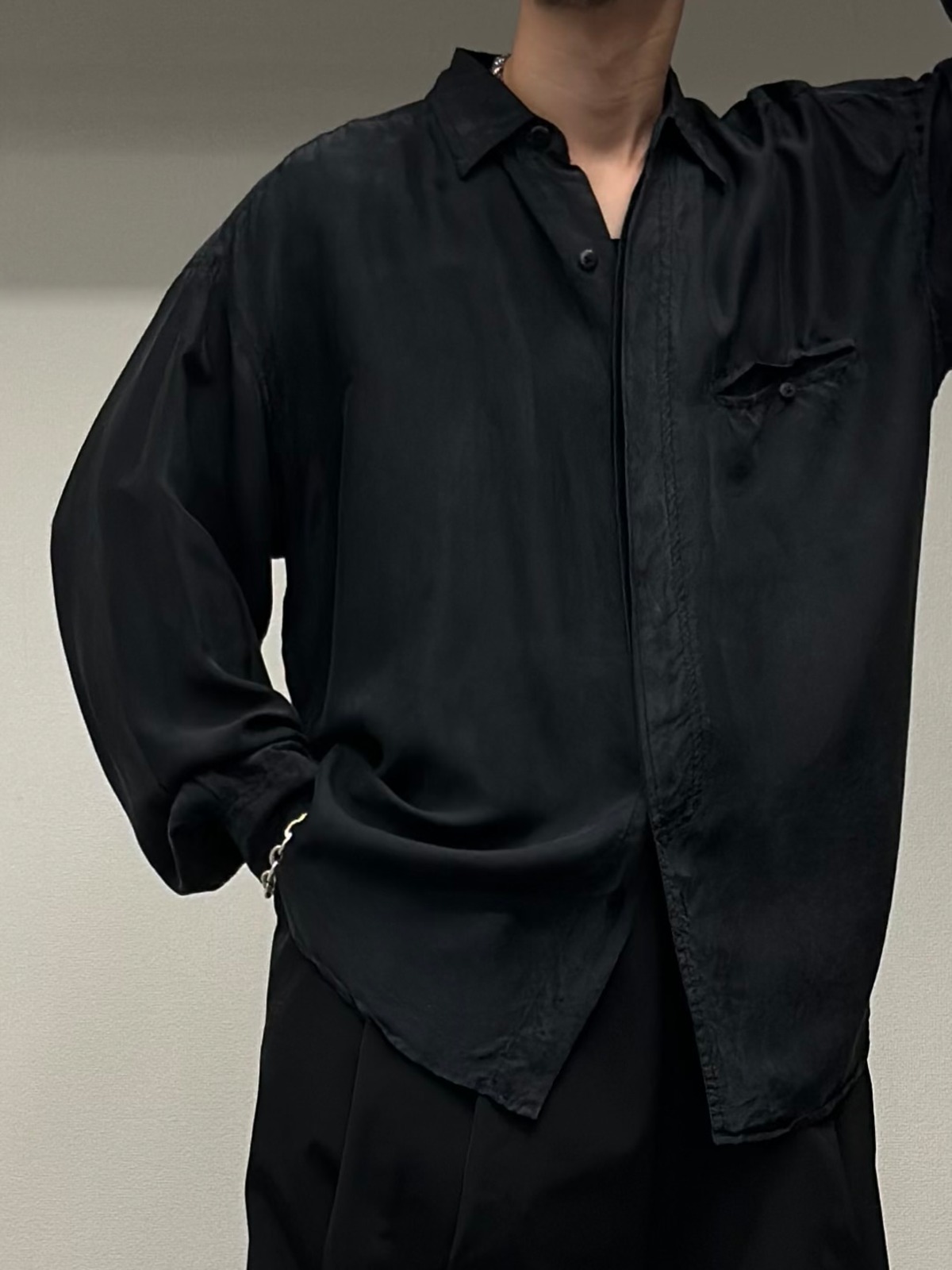 90s STRUCTURE Fly Front Silk L/S Shirt | miyabi clothing store