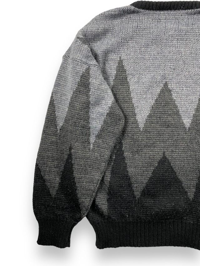 1980's〜90's "GIVENCHY" Geometric Pattern Crew Neck Wool Knit MADE IN ITALY | Sanroku Base Studio