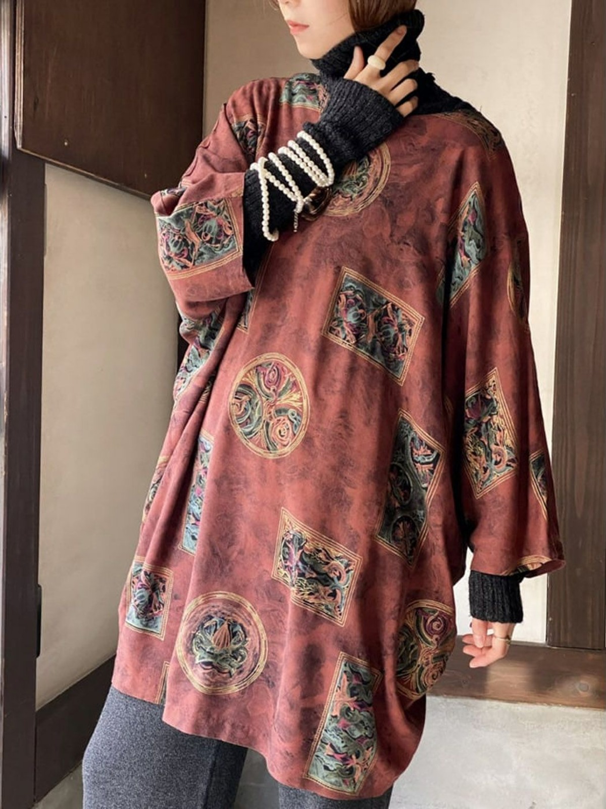 SHARON ANTHONY oriental pattern dolman sleeve tops〈st231110〉 | tsumugu