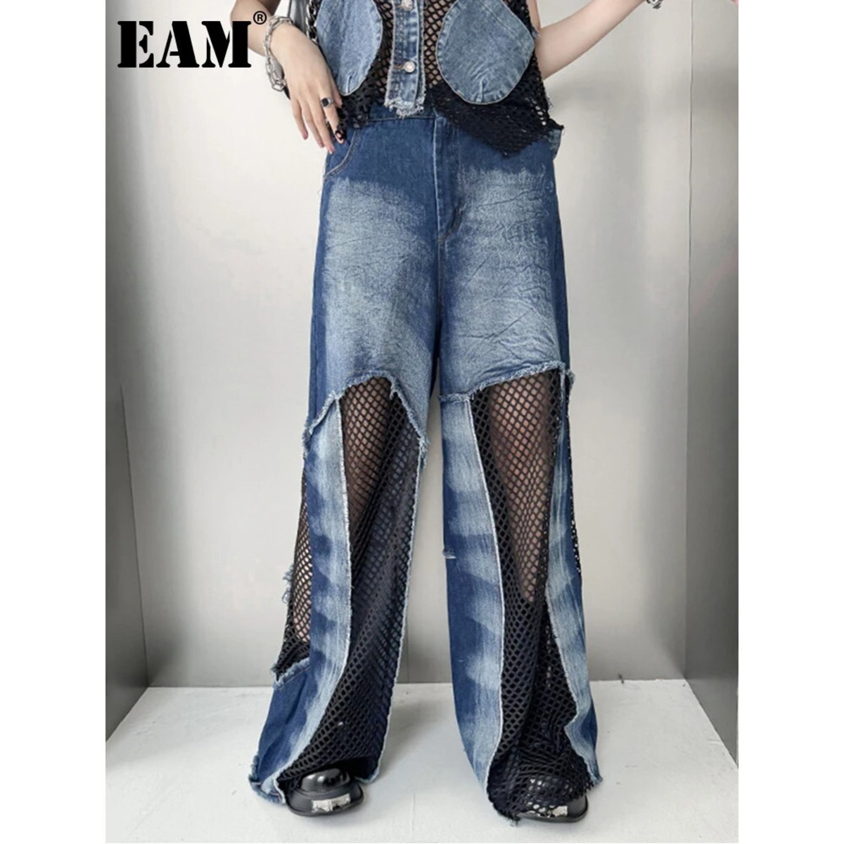 Denim Mesh Damage Pants【E0402】 | EAM JAPAN