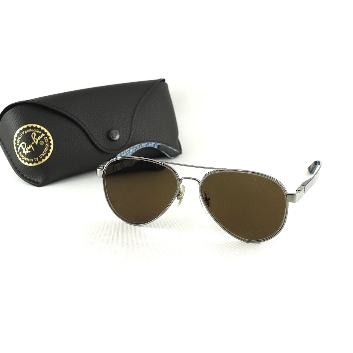 サングラス RayBan RB8420 USED品 度入り ティアドロップ シルバー ブルー ロゴ レイバン ケース付 ユニセックス アイ ...